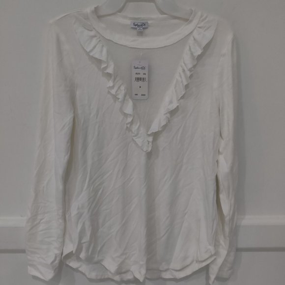 Splendid | Tops | Nwt Splendid Womens Ruffle Front Long Sleeve Ribbed ...